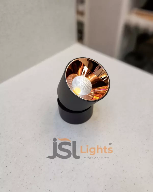 18W Black Ceiling Surface Cylinder Light with Gold Reflector 195